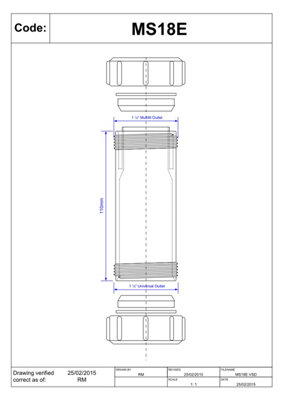 McAlpine MS18E 1.25" Multifit Adjustable Straight Connector