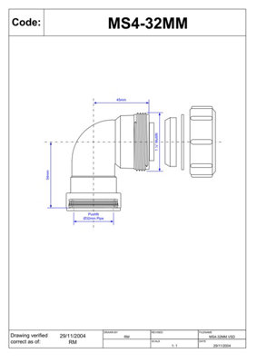 McAlpine MS4-32MM 1.25" 90 degree Multifit Bend x 32mm Pushfit
