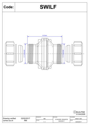 McAlpine Multifit In-Line Screened / Filter Pipe Coupling 1.25'' SWILF