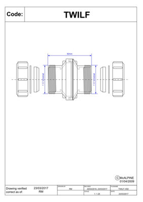 McAlpine Multifit In-Line Screened / Filter Pipe Coupling 1.5'' TWILF