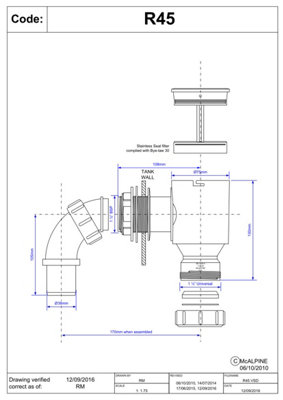 Buy McAlpine R45 1.5" Complete Screened Tank Overflow Connector at B&Q