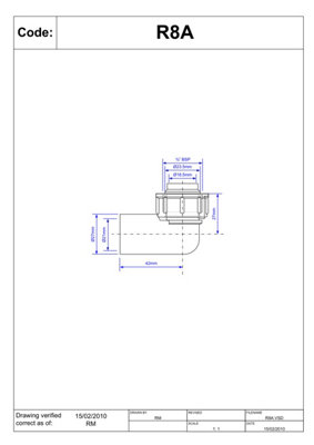 McAlpine R8A 0.75" 90 degree Female Overflow Coupling with loose nut