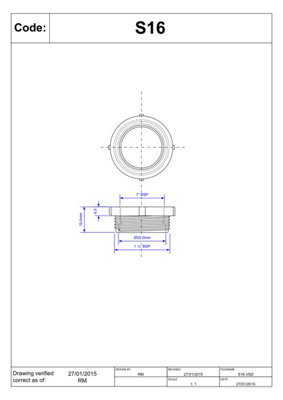McAlpine S16 1" x 1" Trap Inlet Reducer