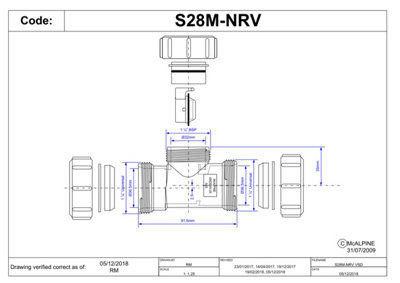 McAlpine S28M-NRV 1.25" Multifit In-Line Non-Return Valve