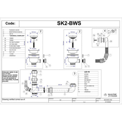McAlpine SK2-BWS Kitchen Sink Waste Kit with 2 Basket Strainer Wastes ...