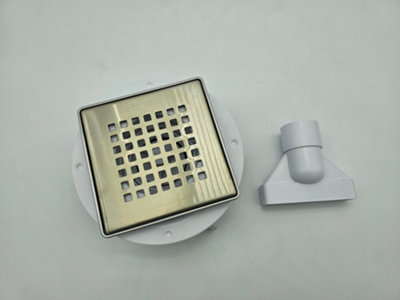 McAlpine Slimline Floor Gully With Non Return Valve 2 Piece Stainless Steel Chequered 150Mm Tile