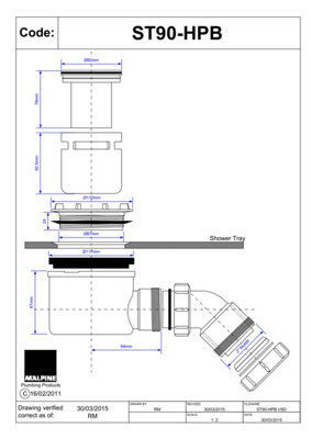 McAlpine ST90-HPB 50mm Water Seal Trap Body with 2" Multifit Outlet