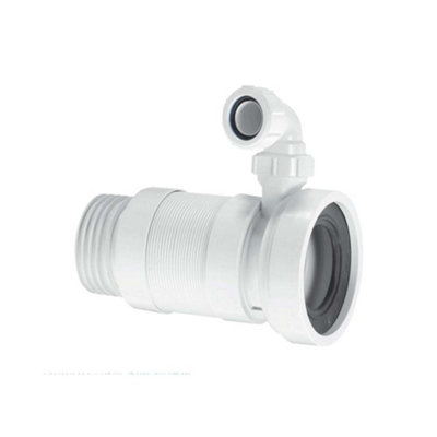 McAlpine Straight Flexible WC Long Connector With Universal Vent Boss White