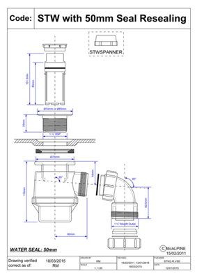 McAlpine STW4-RB 50mm Water Seal Resealing Shower Trap with Multifit Outlet