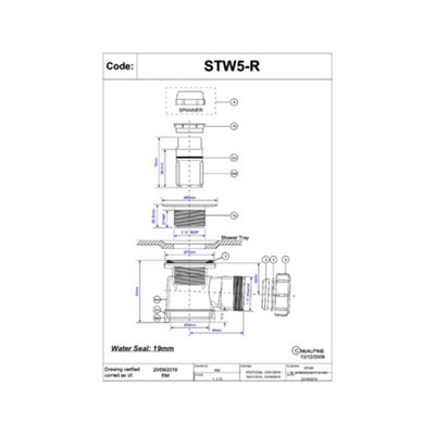 McAlpine STW5-R 19mm Water Seal Shower Trap with Universal Outlet