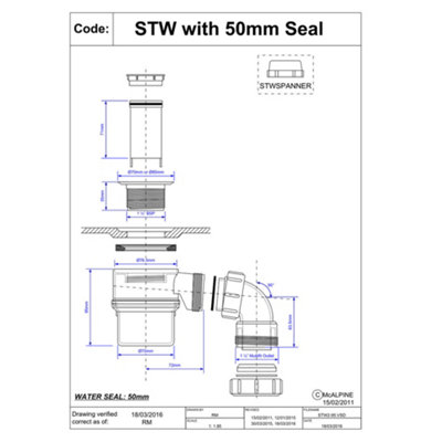 McAlpine STW6-95 50mm Water Seal Shower Trap with Universal Outlet