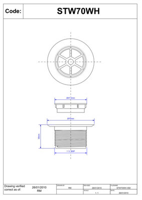 McAlpine STW70WH Standard Waste for STW 1.5" Shower Traps