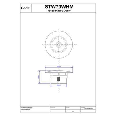 MCALPINE STW70WHM MUSHROOM FLANGE FOR STW 1" SHOWER TRAPS
