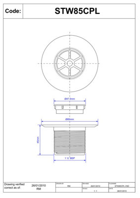McAlpine STW85CPL Long Waste for STW 1.5" Shower Traps