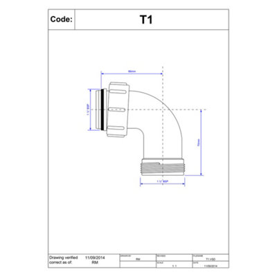 McAlpine T1 1" 90degree Bend - BSP Male Thread x BSP Coupling Nut