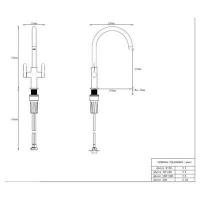 McAlpine Teviot Twin Lever Kitchen Mixer Tap - Chrome