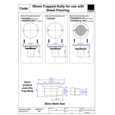 McAlpine TSG50-ANTI/LIG 50mm Water Seal Trapped Gully, Clamp Ring and ...