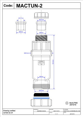 McAlpine Tundish with Self Close Valve 15/22mm Inlet x 1.25'' Outlet ...