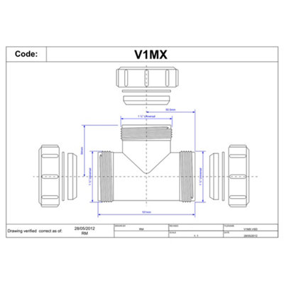 McAlpine V1MX 1.5" Equal Slip Tee with Universal Connections