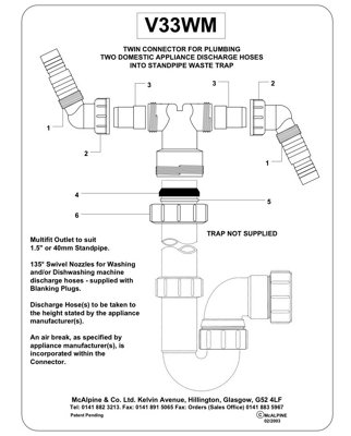 McAlpine V33WM Twin Connector for plumbing two domestic appliance ...