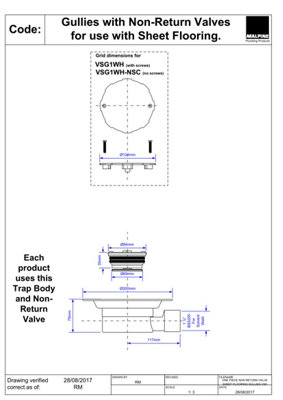 McAlpine VSG1WH Valve Shower Gully, White Plastic Clamp Ring and Cover ...