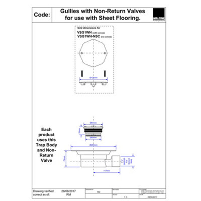 McAlpine VSG52WH-NSC Two-Piece Valve Shower Gully, White Plastic Clamp ...