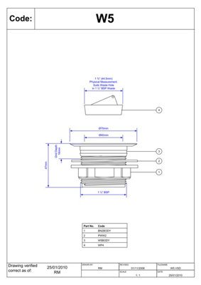 Buy McAlpine W5 Backnut Bath Waste 70mm White Plastic Flange x 1.5 ...