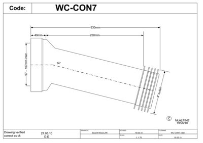 McAlpine WC-CON7 14 degree Angle Adjustable Length Rigid WC Connector