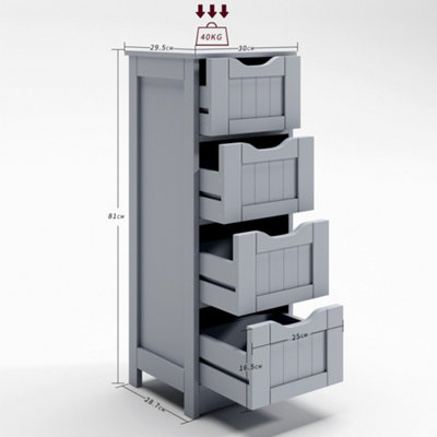MCC Direct 4 drawer Bathroom Storage Unit Toby Grey