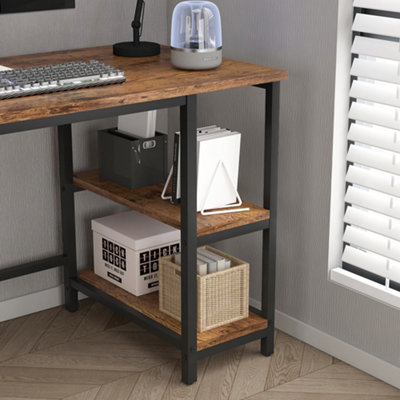MCC Direct Computer Desk with 2 adjustable shelves 100cm Chicago Black