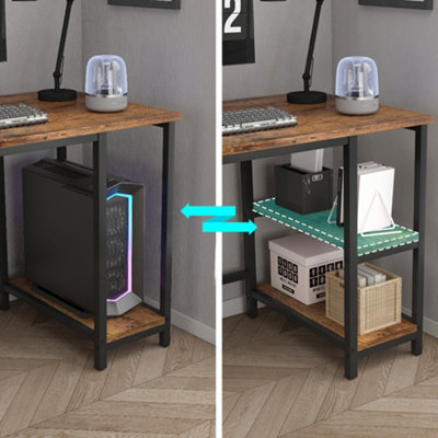 MCC Direct Computer Desk with 2 adjustable shelves 100cm Chicago Brown