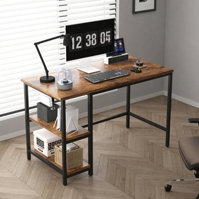 MCC Direct Computer Desk with 2 Adjustable shelves - Chicago 120cm Brown