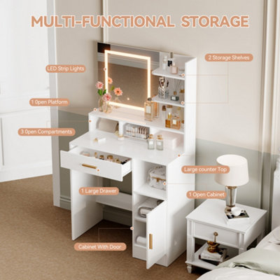 MCC Direct Dressing Table with Adjustable LED Mirror Make up Desk and ...