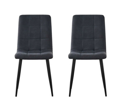 MCC Direct Henri Faux Suede Leather Dining Chairs Set of 4 Black