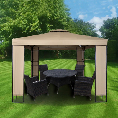 MCC Direct Maximus 3x3 Heavy Duty Beige Garden Gazebo | DIY at B&Q