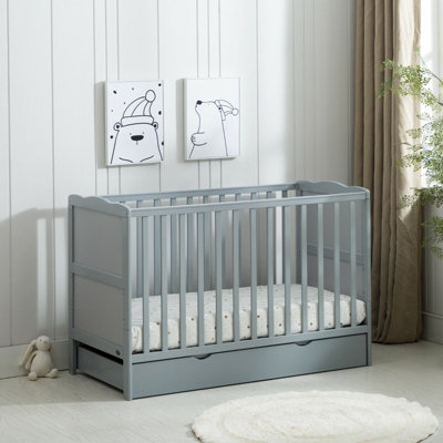 MCC Direct Orlando Wooden Baby Cot Bed Grey with Drawer | DIY at B&Q