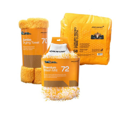 McLaren Jumbo Drying Towel + Wash Mitt+ Luxury Micro Fiber Cloth