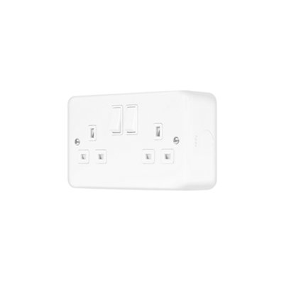 MCP536PW Metal Clad 13A Double Switched Socket in White