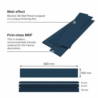 MCW Insulation Cre8 Reclaimed 3D Wood Wall Panels, Ocean Blue - Modern Interior Wall Panels ...