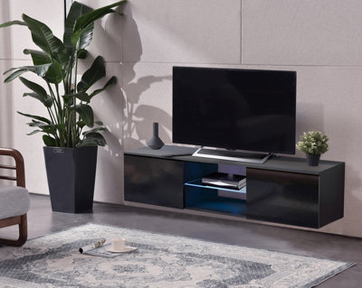 MDA Designs Ara Black Modern TV Cabinet for Flat TV Screens of up to 65 ...