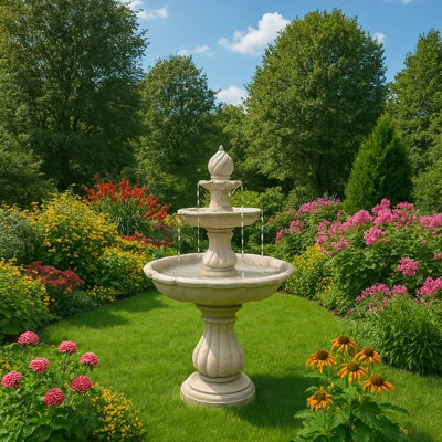 MDA Designs Aruna Elegant 3-Tier Outdoor Water Fountain Self-Contained ...
