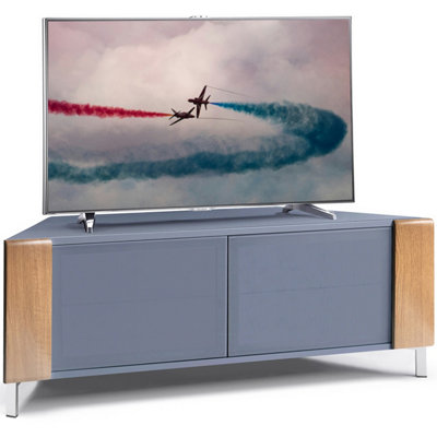 MDA Designs CORVUS Corner-Friendly Grey Oak BeamThru Doors TV Cabinet ...