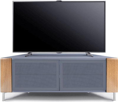 MDA Designs CORVUS Corner-Friendly Grey Oak BeamThru Doors TV Cabinet ...