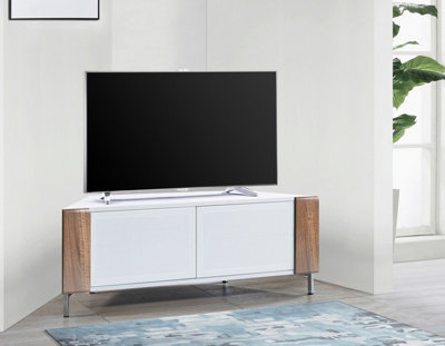 MDA Designs CORVUS Corner-Friendly White with Walnut Profiles White ...