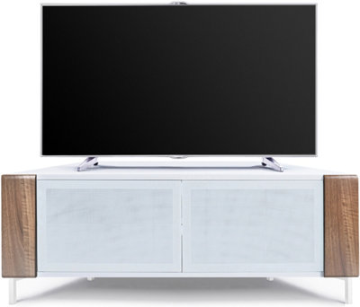 MDA Designs CORVUS Corner-Friendly White with Walnut Profiles White ...