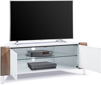 MDA Designs CORVUS Corner-Friendly White with Walnut Profiles White ...