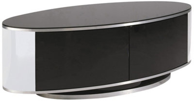 MDA Designs LUNA Gloss Black White Oval Cabinet with BeamThru Glass ...