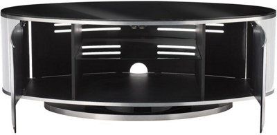 MDA Designs LUNA Gloss Black White Oval Cabinet with BeamThru Glass ...