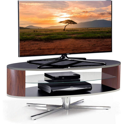 MDA Designs Orbit 1100BWA Gloss Black TV Stand with Walnut Elliptic ...