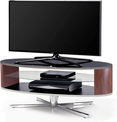 MDA Designs Orbit 1100BWA Gloss Black TV Stand with Walnut Elliptic ...